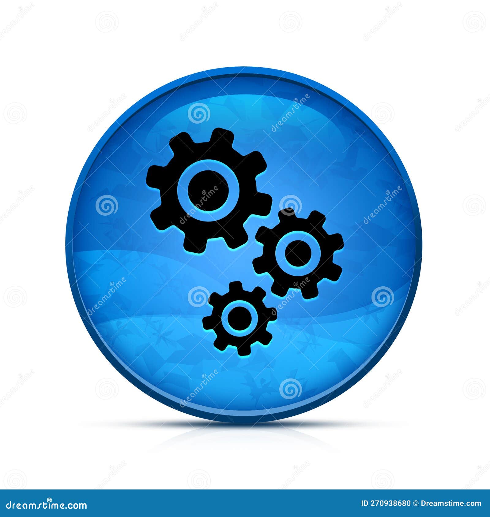 Gears Icon on Classy Splash Blue Round Button Illustration Stock ...