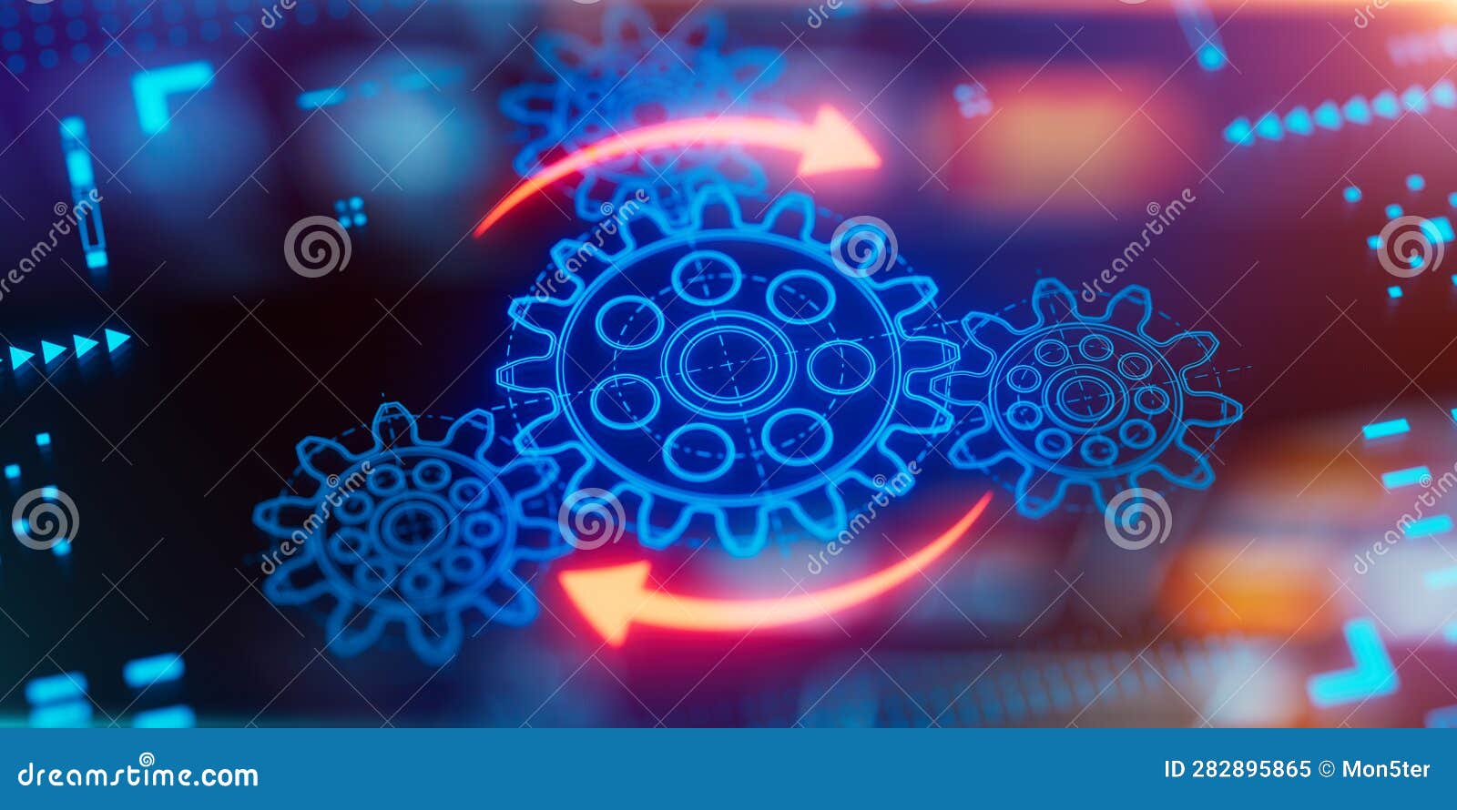 Gears Icon on a Digital Display with Reflection. Stock Illustration ...