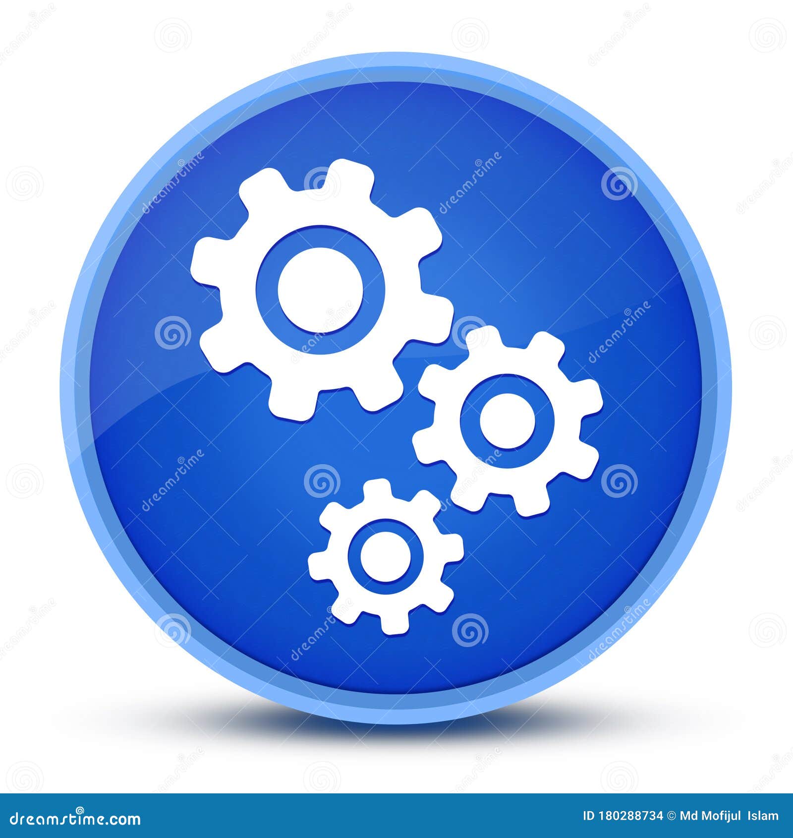Gears Icon Isolated on Special Blue Round Button Abstract Stock ...