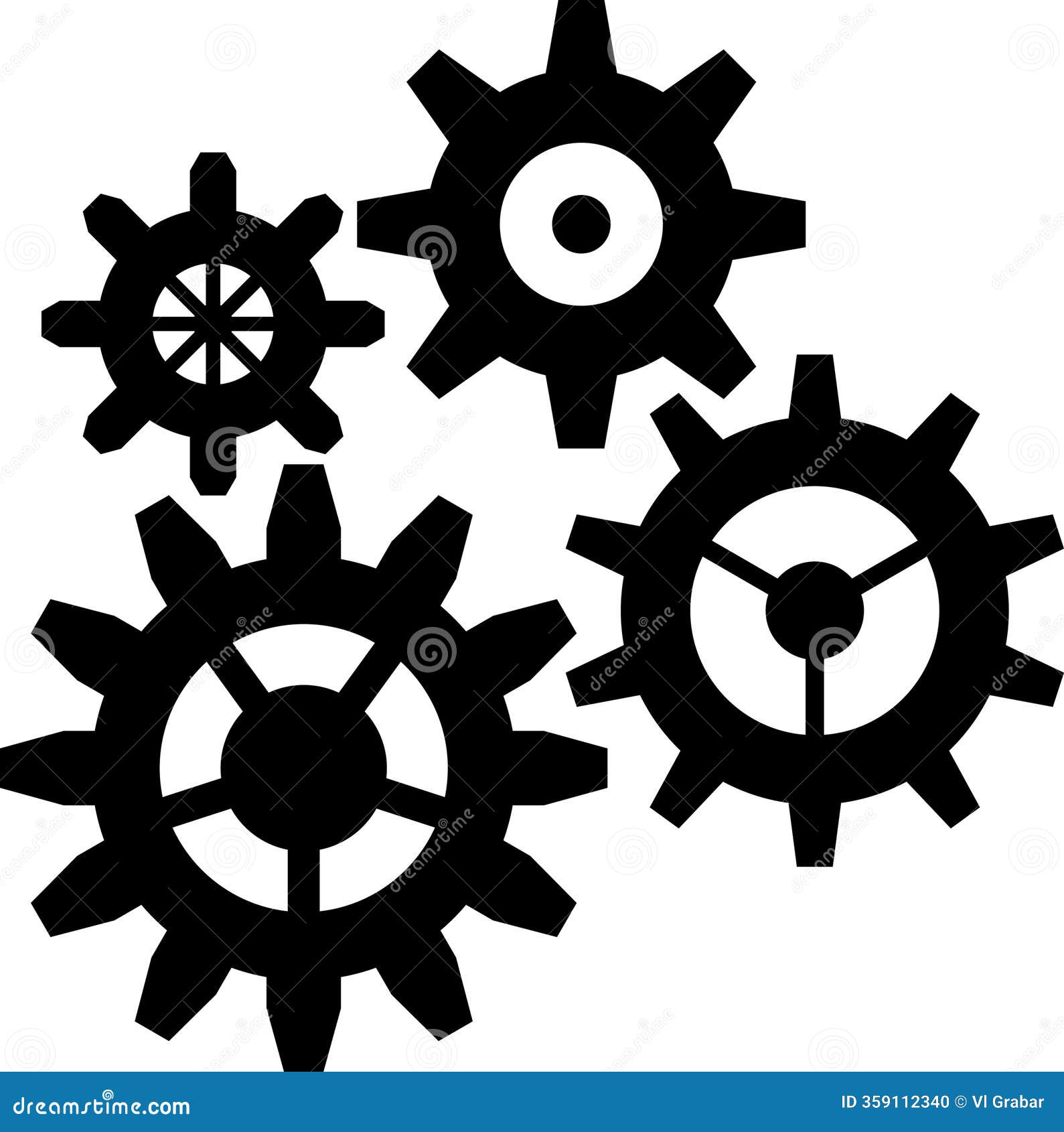 Gears Icon Set. Connected Cogs, Cogwheel Gears Vector Illustration ...