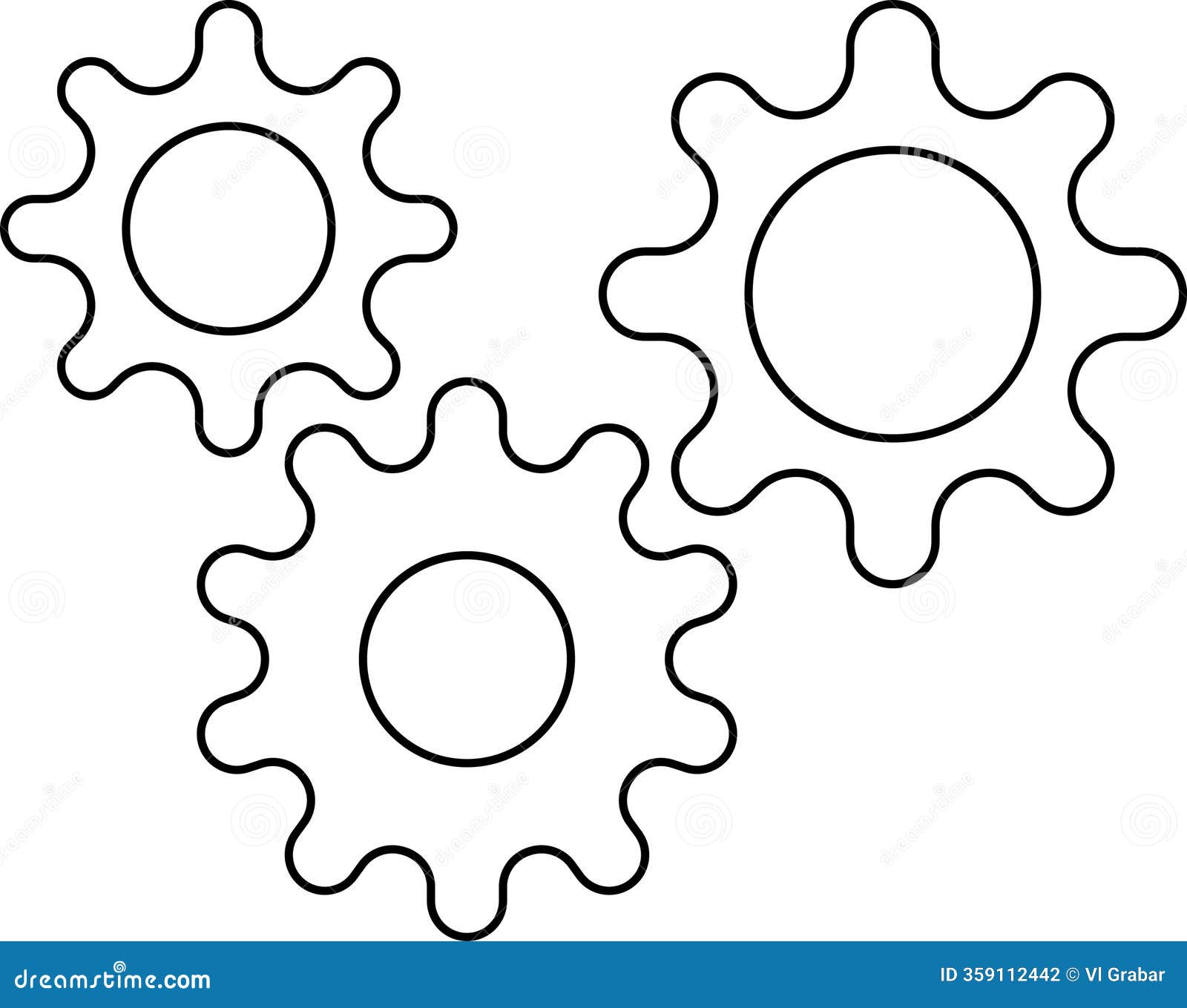 Gears Icon Set. Connected Cogs, Cogwheel Gears Vector Illustration ...