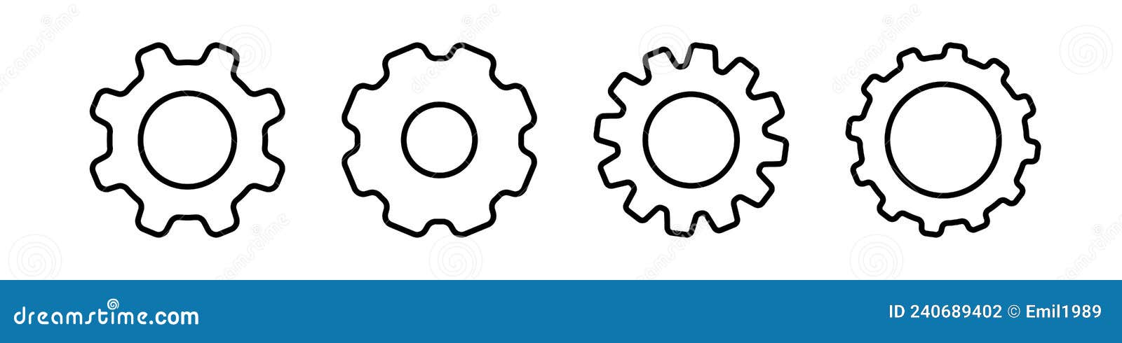 Gears Icon Set Simple Design Stock Vector - Illustration of simple ...