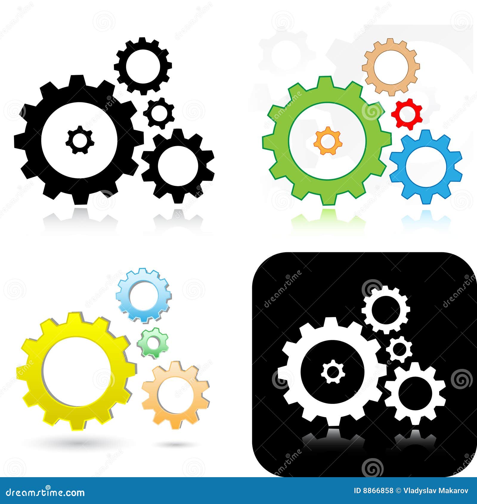 Gears icons stock vector. Illustration of computer, modern - 8866858