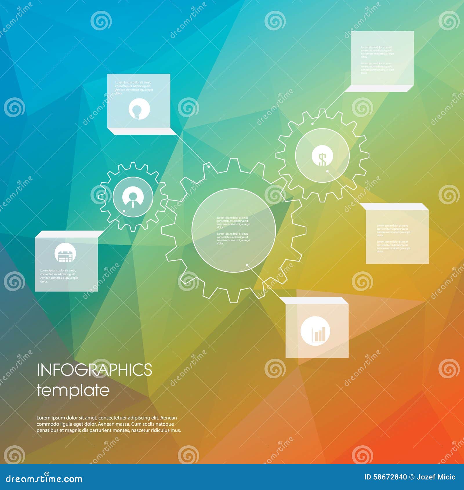 Gears Infographics Template. Low Polygonal Stock Vector - Illustration ...