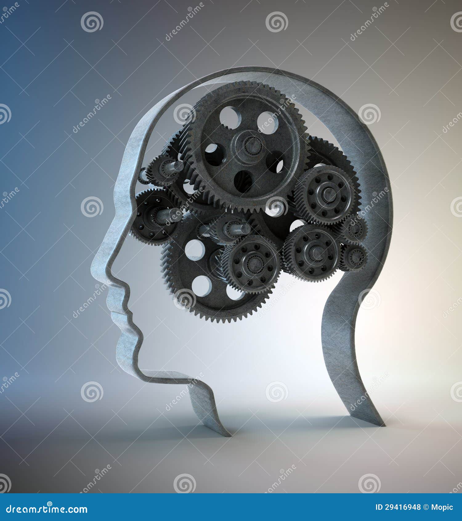 Gears inside a head stock illustration. Illustration of human - 29416948