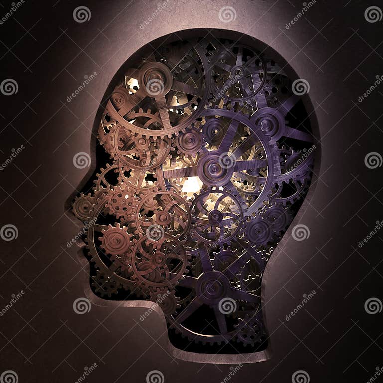 Gears inside a head stock photo. Image of idea, profile - 29417498