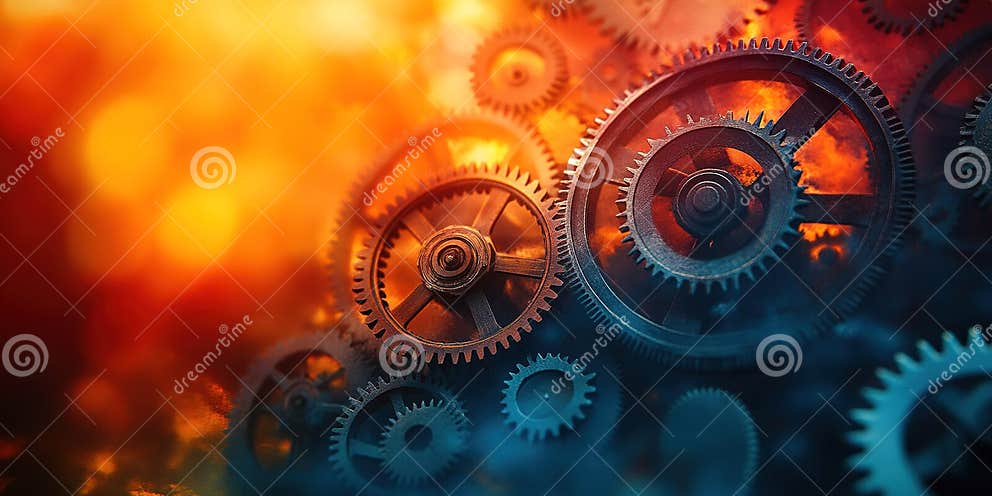 Gears Interlocked in Motion Create a Dynamic Display of Mechanical ...