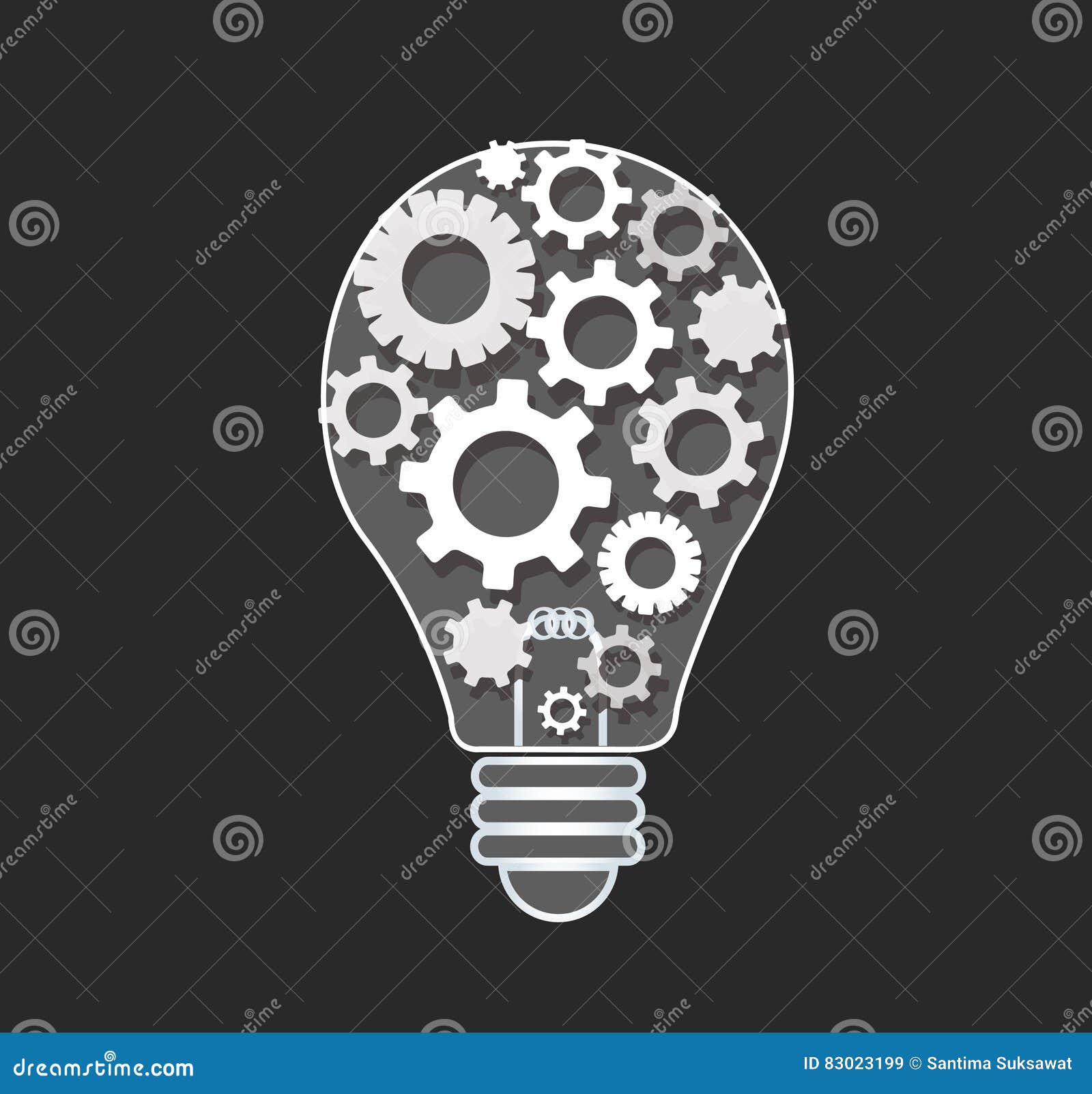 Gears in Light Bulb Shape , Abstract Gears Concept of Thinking Stock ...