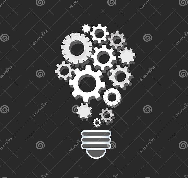 Gears in Light Bulb Shape , Abstract Gears Concept of Thinking Stock ...