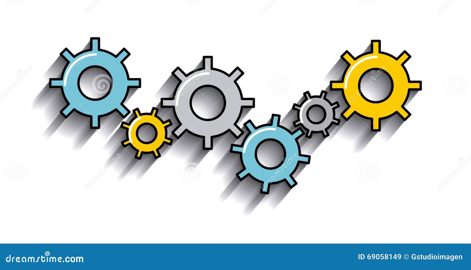 Gears machine design stock vector. Illustration of silhouette - 69058149