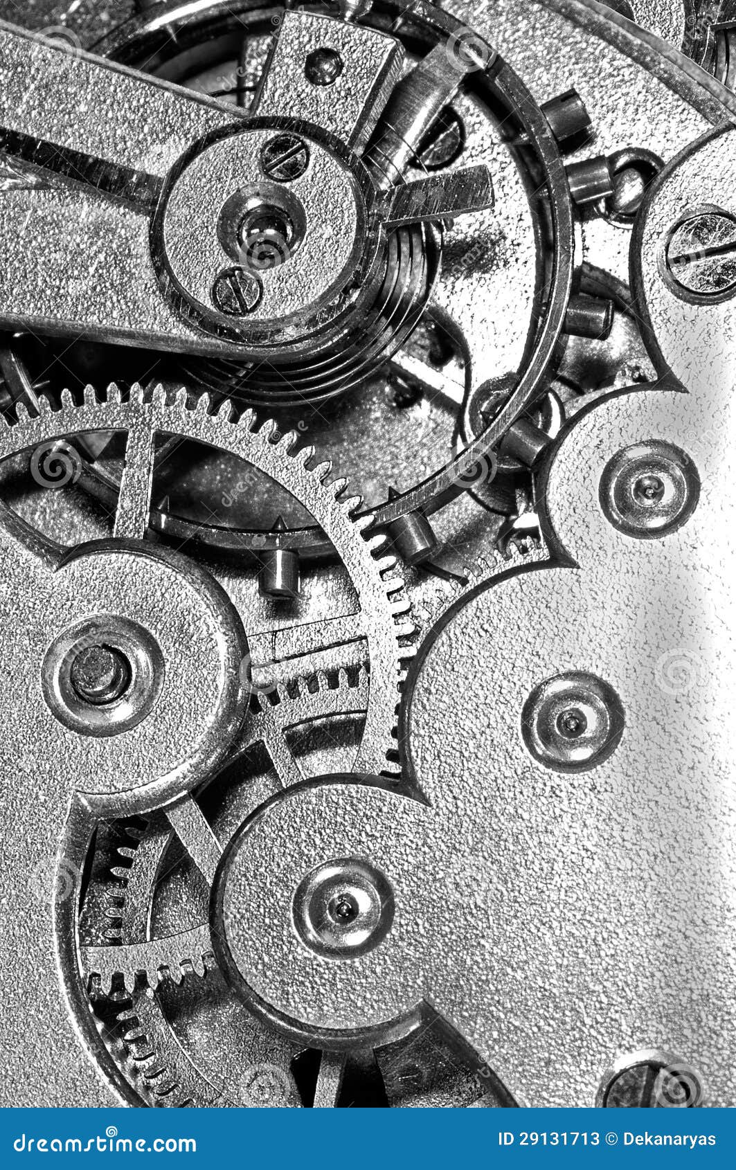 Gears and Mainspring in the Mechanism of a Clock Stock Image - Image of ...
