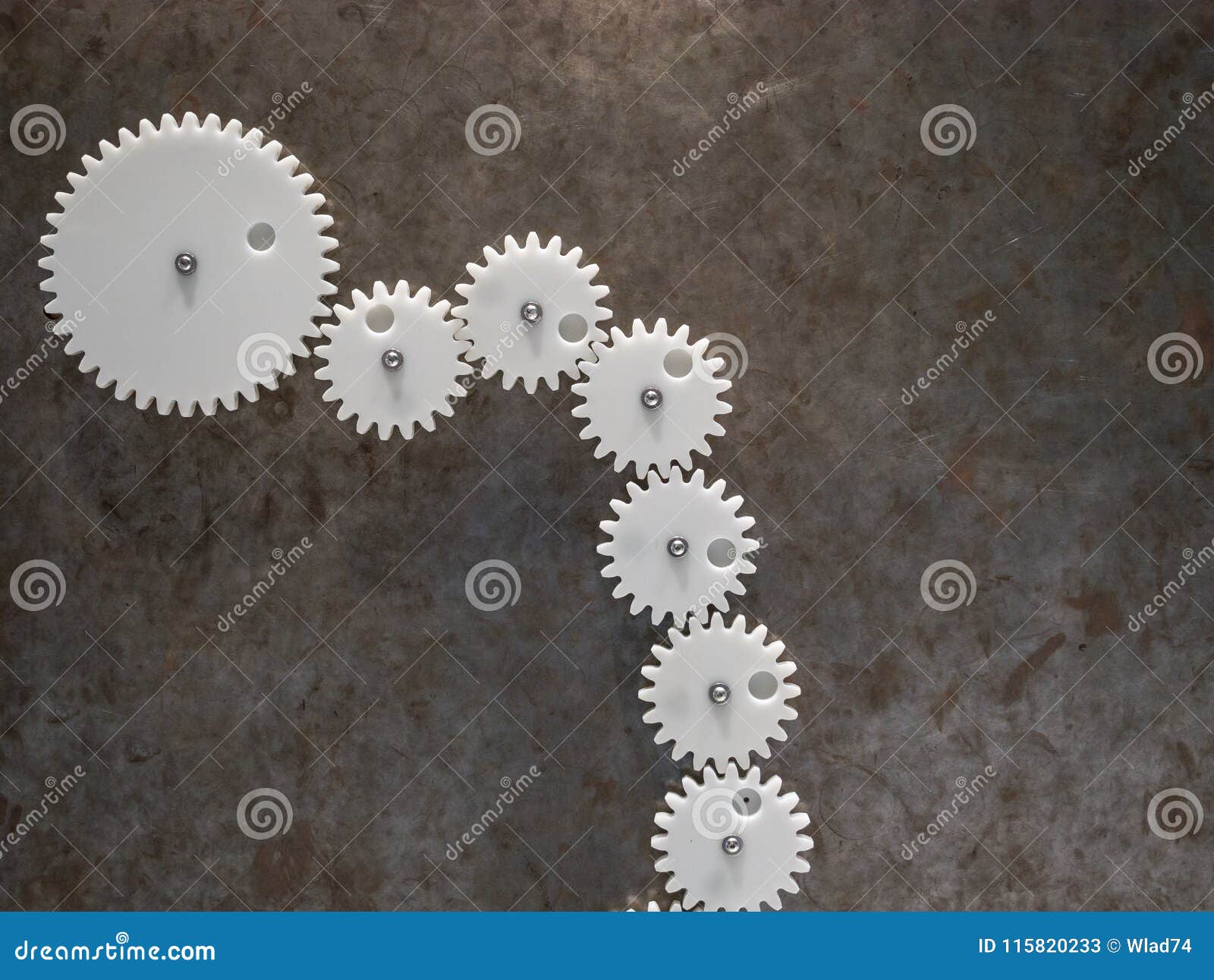 The Gears of a Mechanism on Metal Wall Stock Image - Image of ...