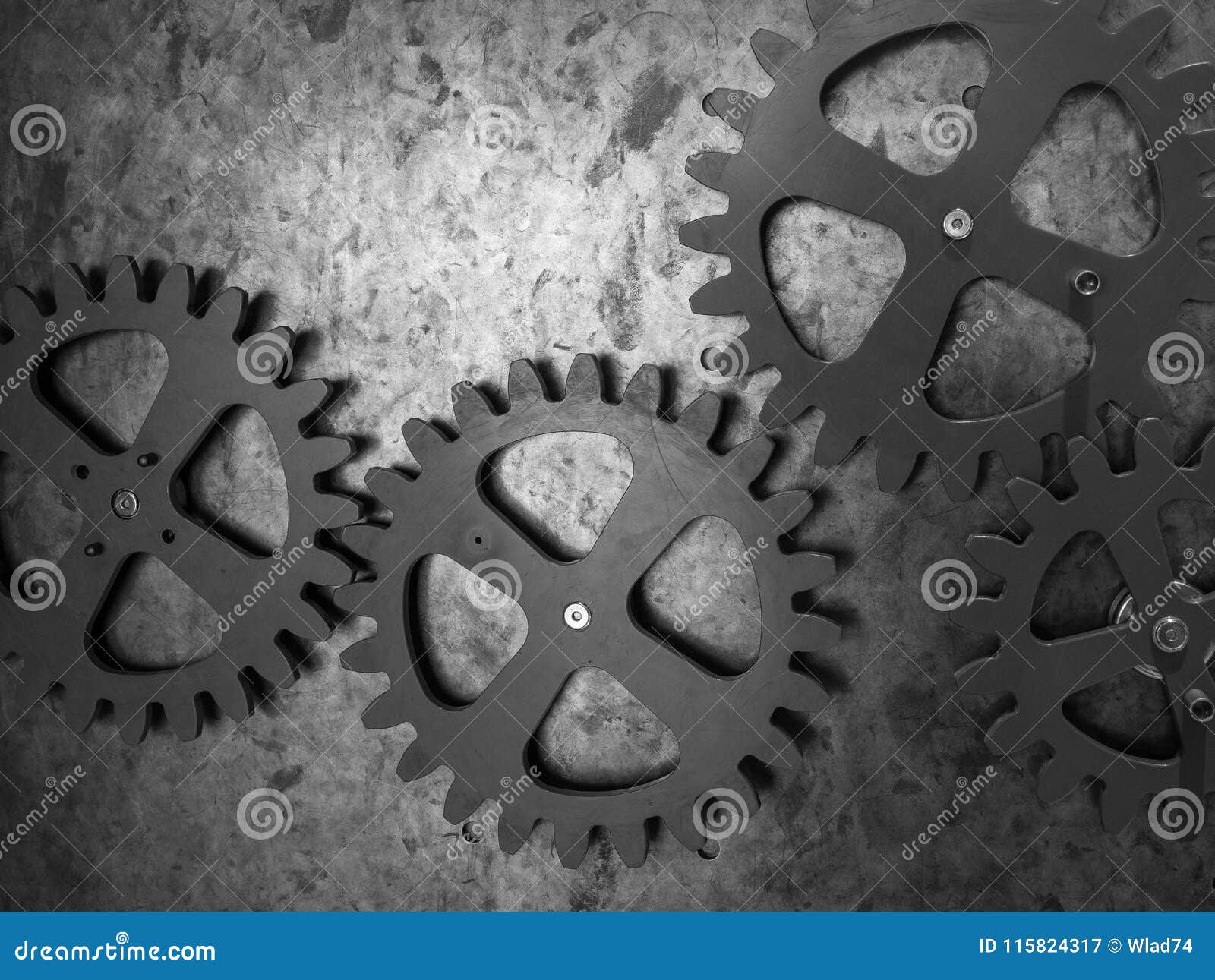 The Gears of a Mechanism on Metal Wall Stock Image - Image of macro ...