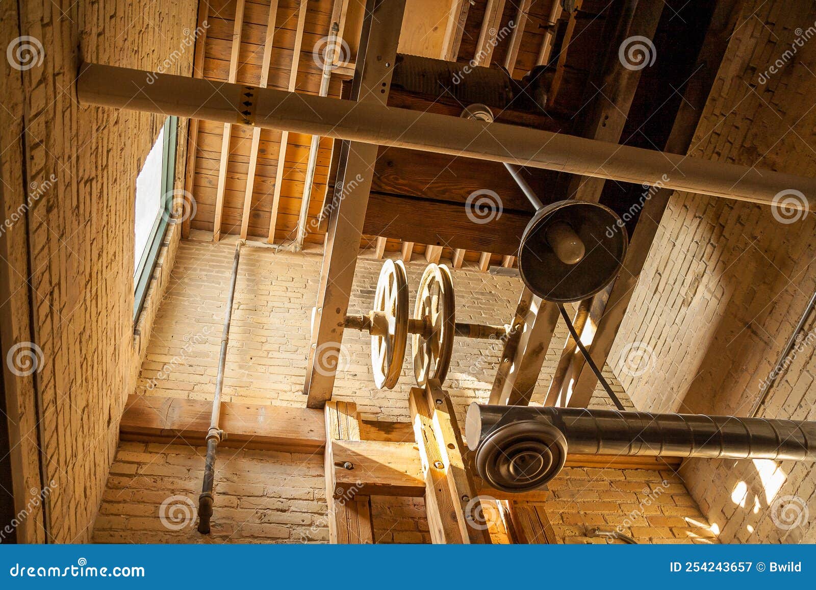 Gears Mechanism of an Old Elevatror Stock Image - Image of industrial ...