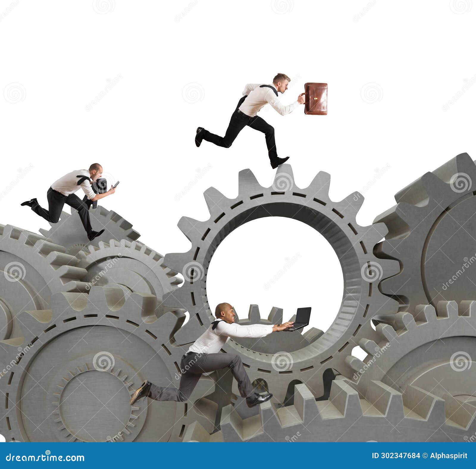 Gears Mechanism System with Running Business Team Stock Photo - Image ...