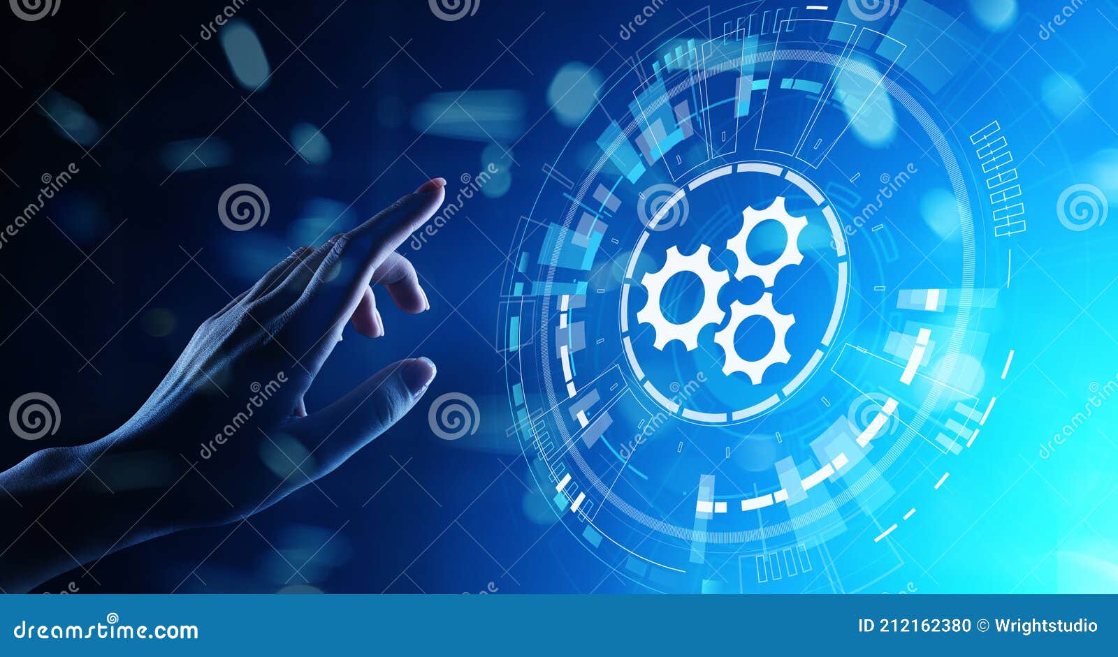 Gears Mechanism on Virtual Screen. Automation and Business Process Flow ...