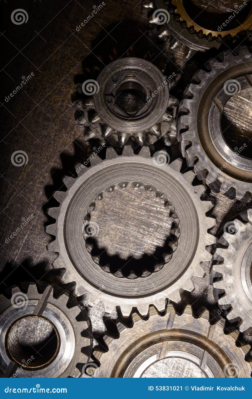 Gears on metal background stock image. Image of components - 53831021