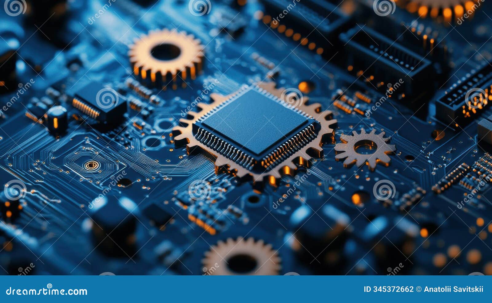Microprocessor Printed Circuit Board With Electronic Components And ...