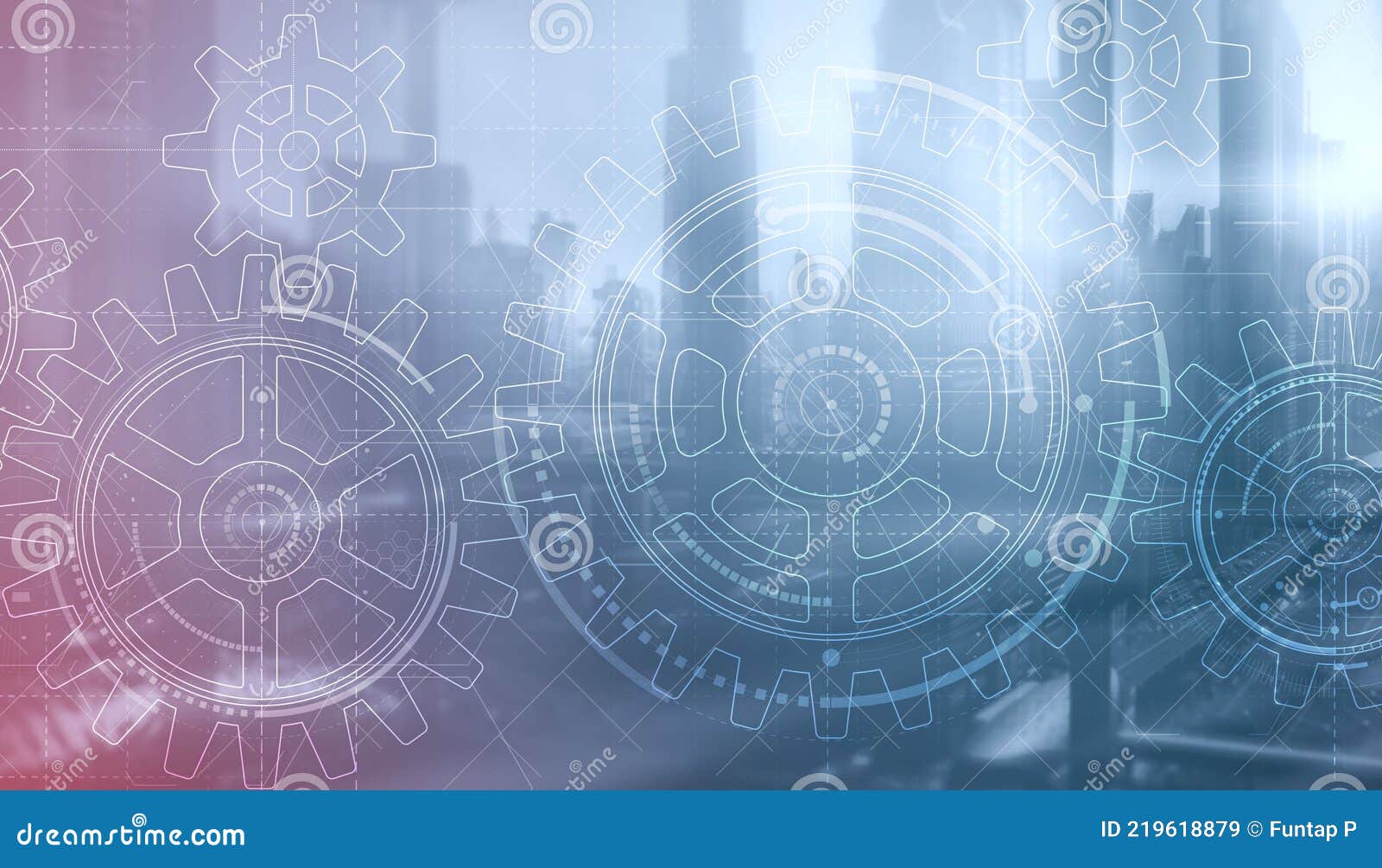 Gears on Modern Architecture Background. Business Processes Concept ...