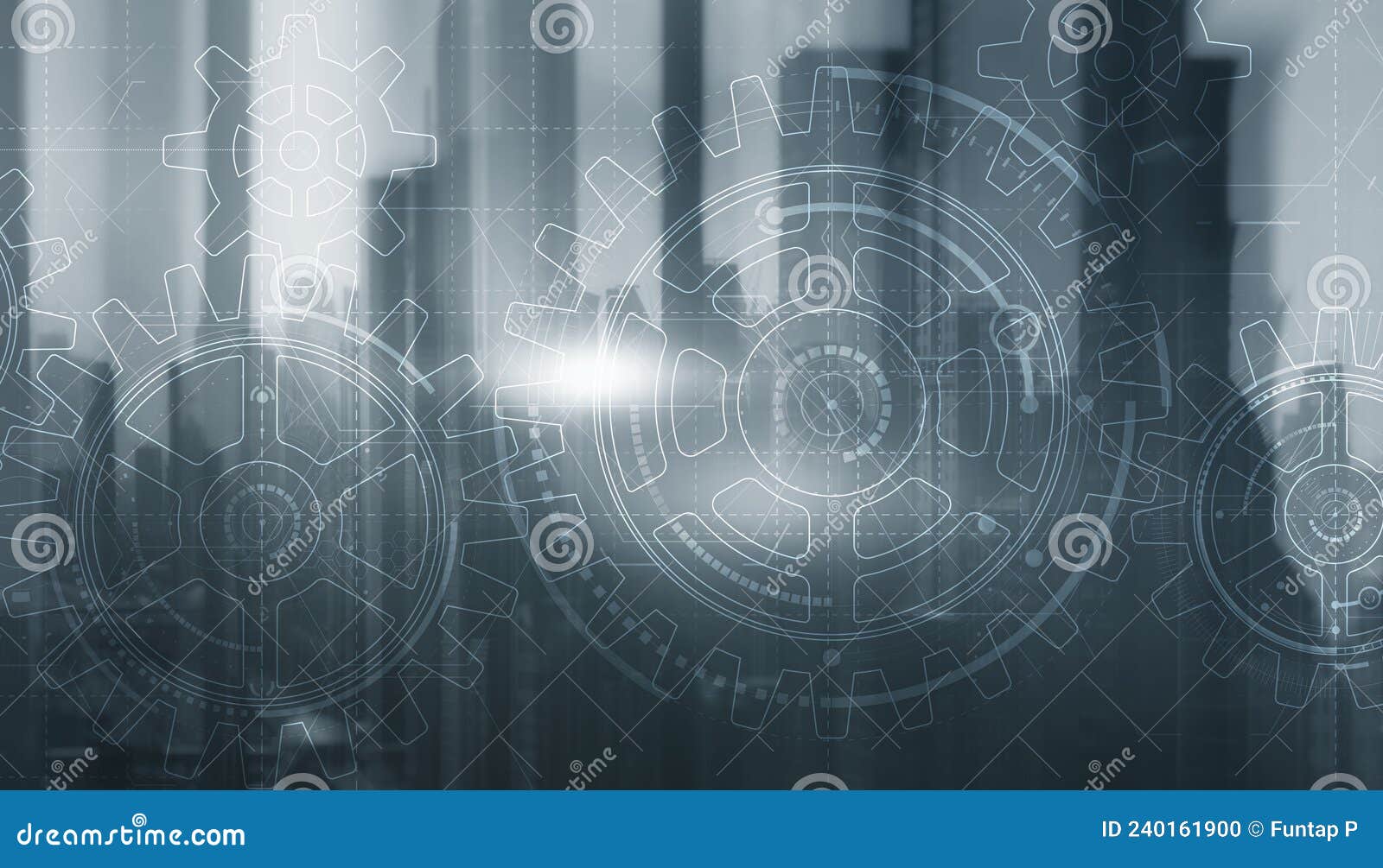 Gears on Modern Architecture Background. Business Processes Concept ...
