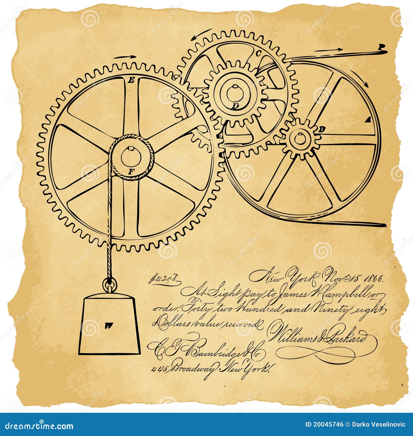 Gears with notes stock vector. Illustration of handwrite - 20045746