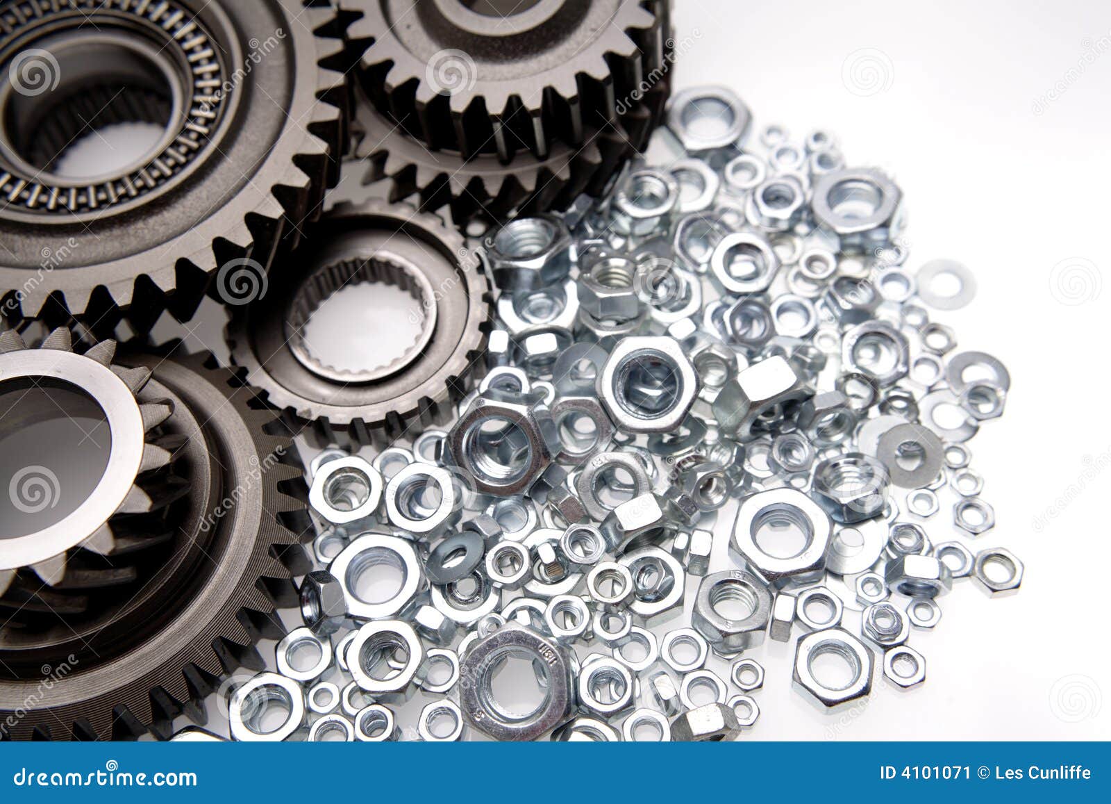Gears & nuts stock image. Image of parts, iron, fastener - 4101071