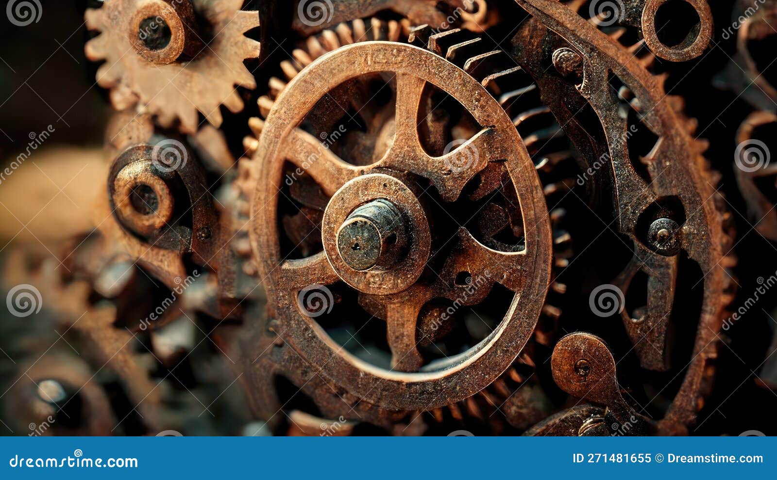 Gears from old mechanism stock illustration. Illustration of group ...