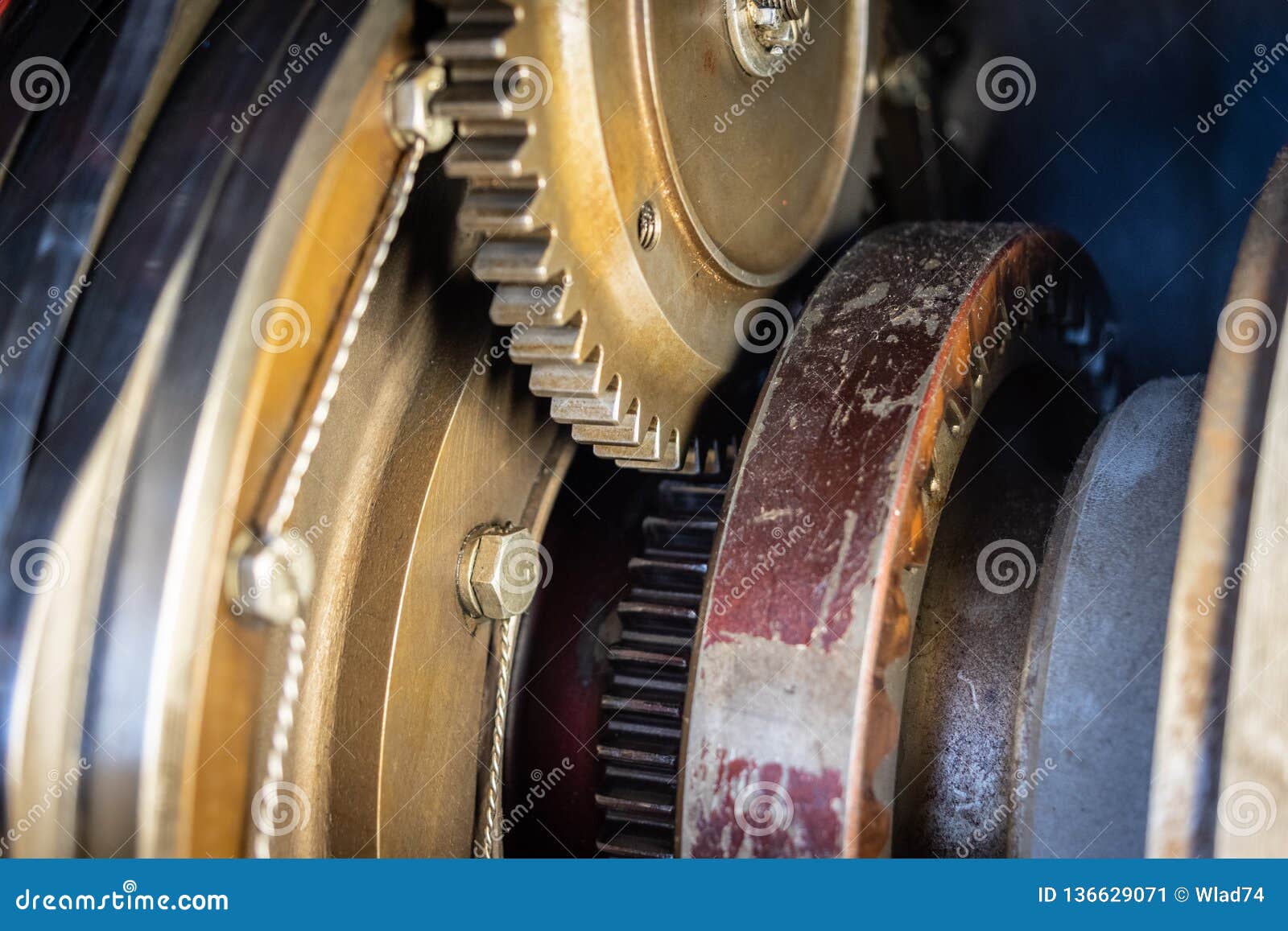 The Gears of a Old and Vintage Machine Stock Image - Image of device ...