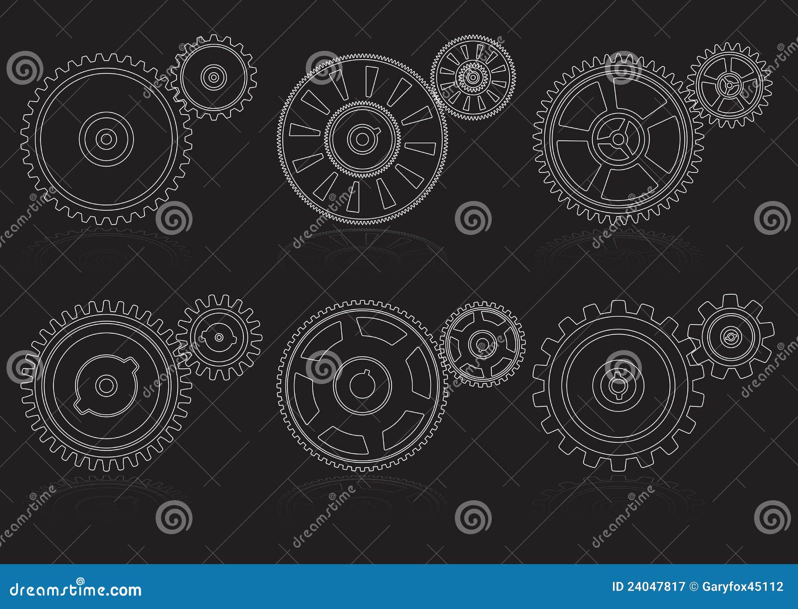 Gears outline set a stock vector. Illustration of shadow - 24047817