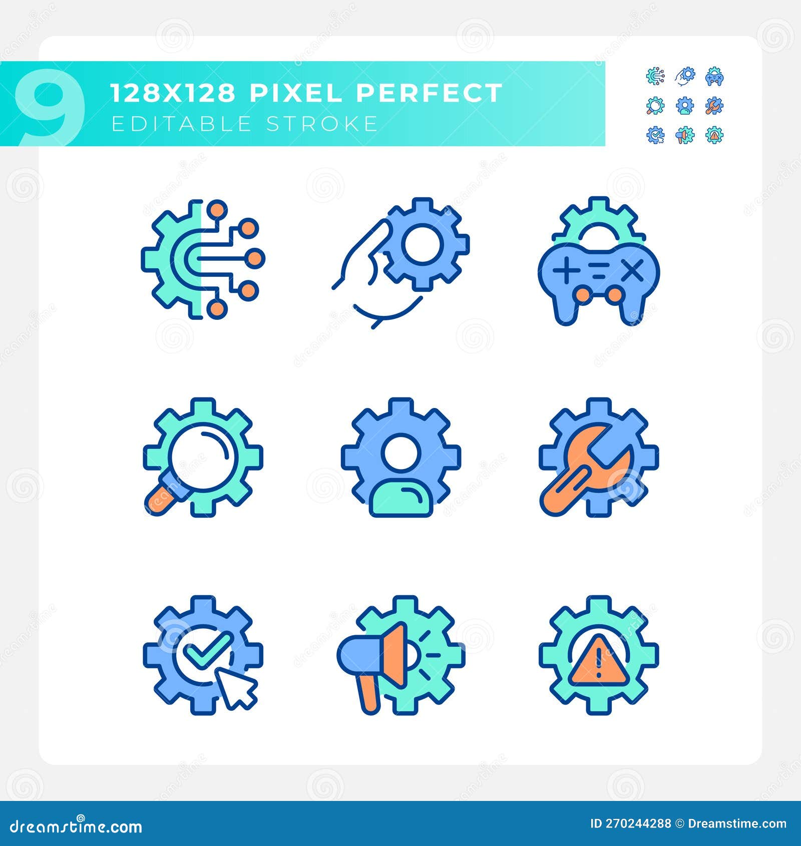 Gears Pixel Perfect RGB Color Icons Set Stock Illustration ... Gears Pixel Perfect RGB Color Icons Set Stock Illustration ...