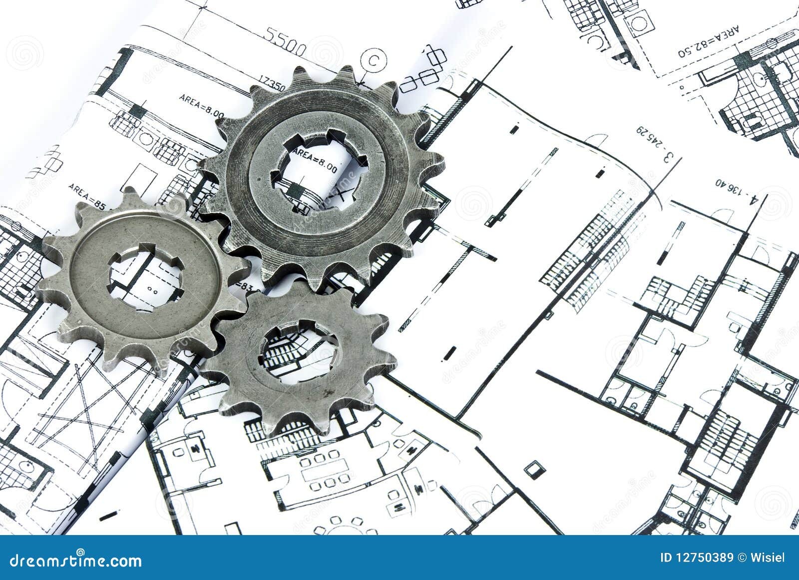 Gears and plans stock image. Image of interlock, interlocking - 12750389