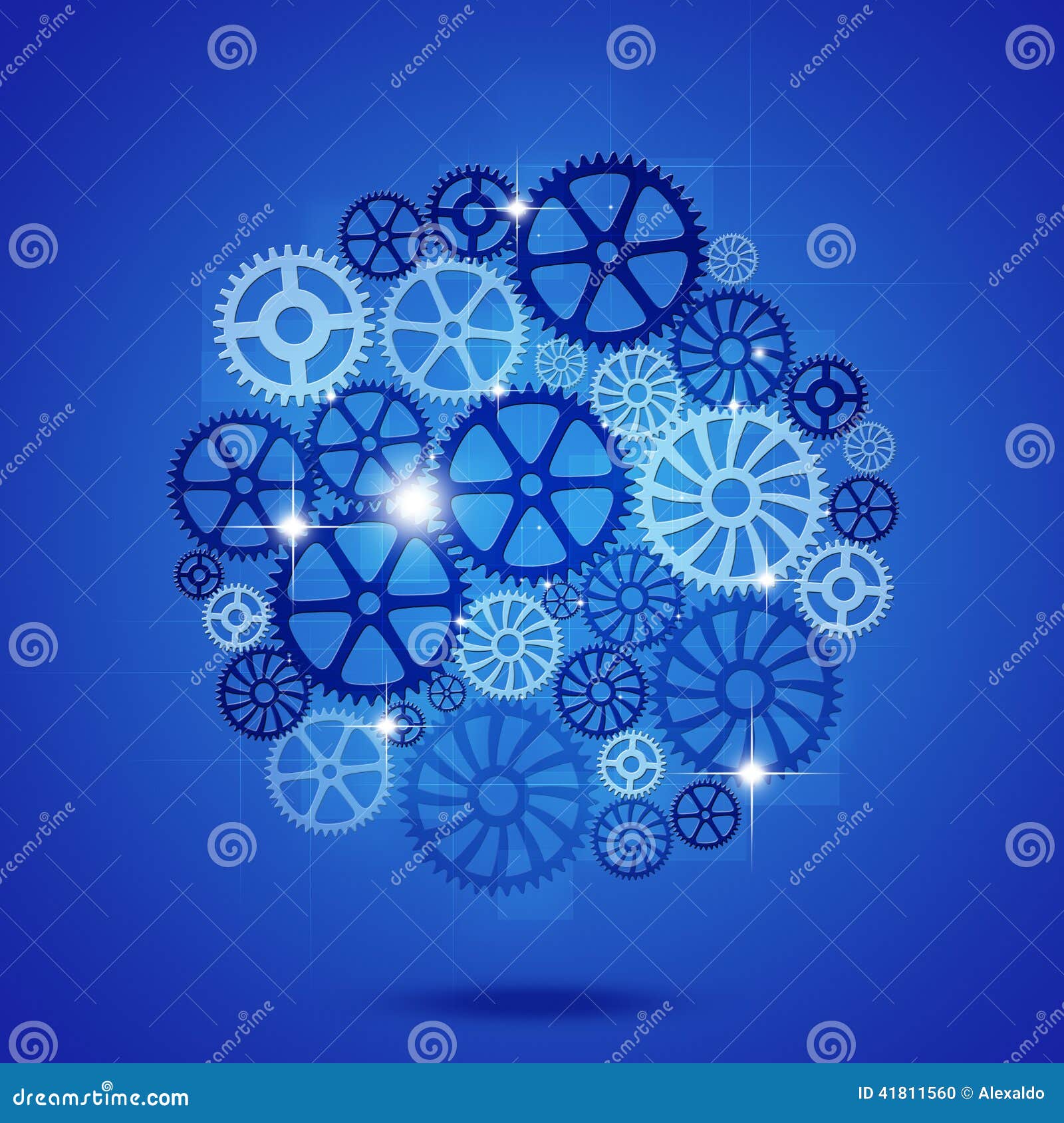 Gears in Process Blue Business Background Stock Illustration ...
