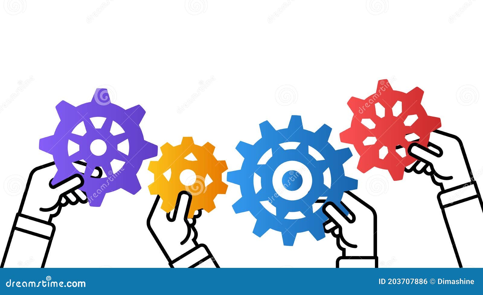 Gears in Progress., Hands, Icon, Teamwork Business Strategy Process ...