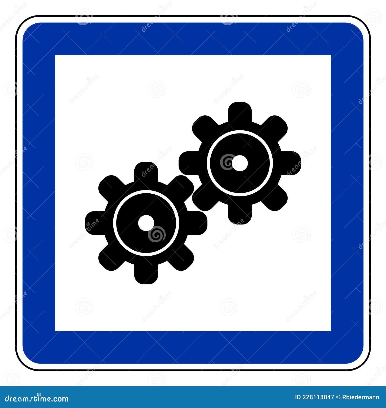Gears and road sign stock vector. Illustration of technology - 228118847