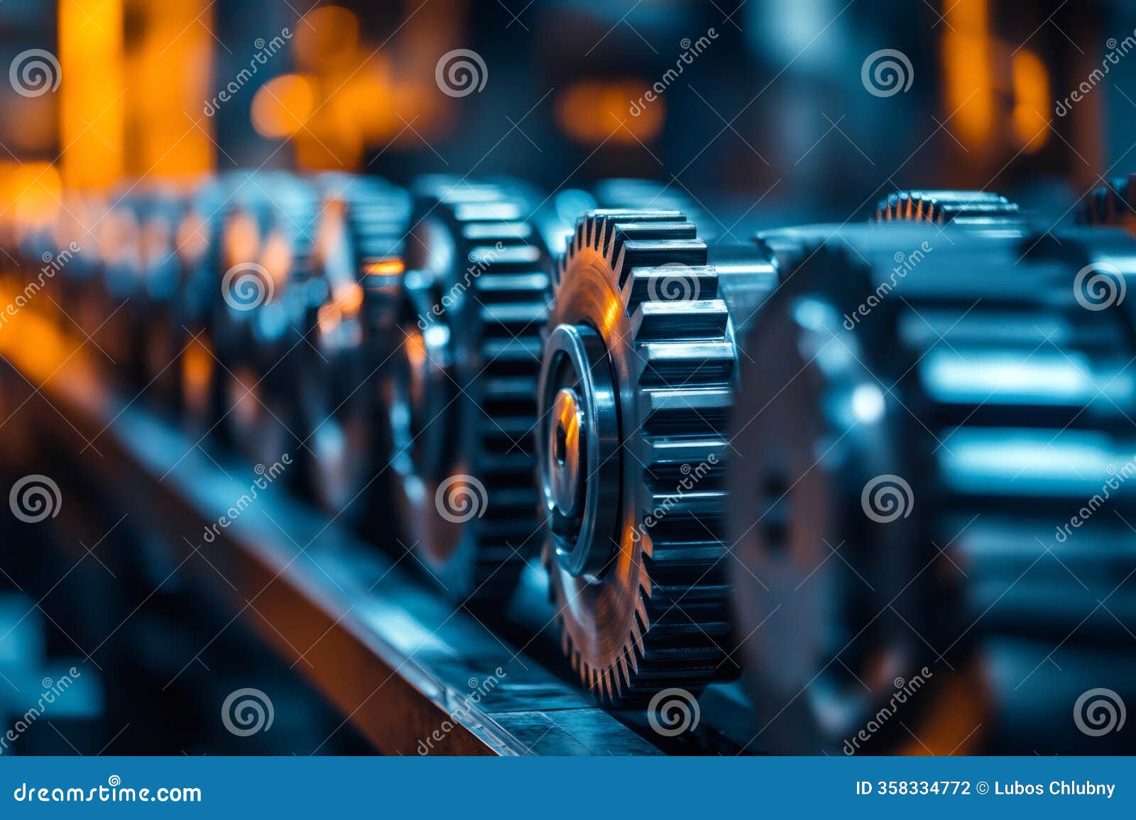 Gears Rotating in a Complex Industrial Machine, Teamwork and Precision ...