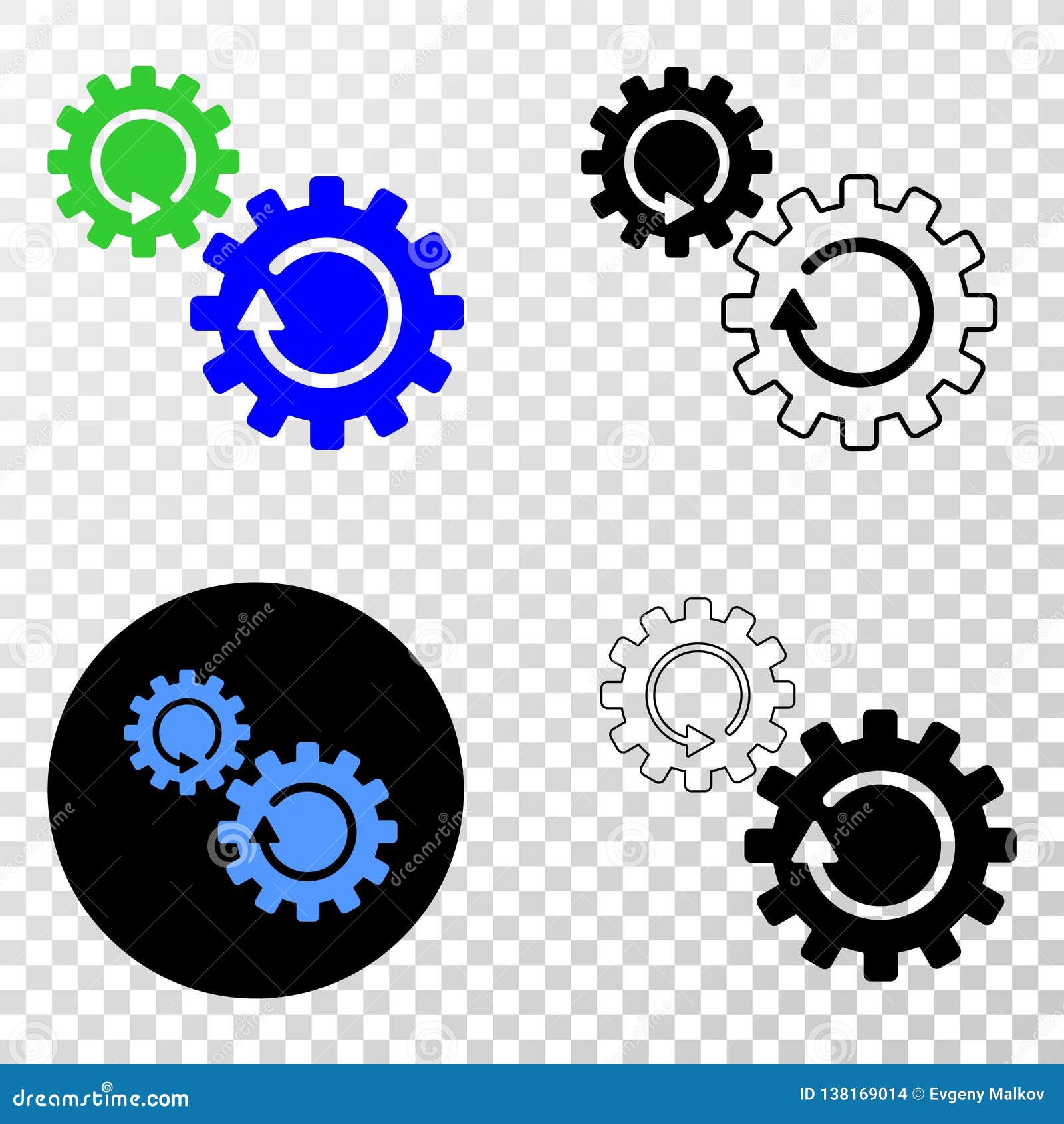Gears Rotation Vector EPS Icon with Contour Version Stock Vector ...
