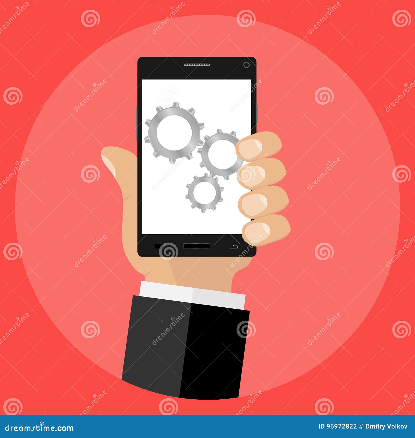 Gears on the Screen Background of the Mobile Phone. Phone Setting Icon ...