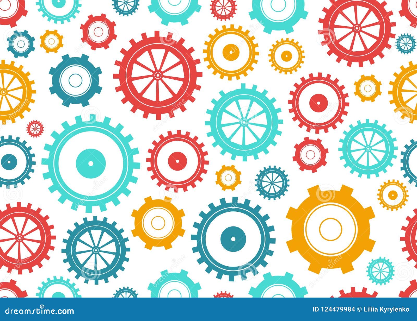Gears Seamless Pattern. Bright Background for Childrens Textiles ... Gears Seamless Pattern. Bright Background for Childrens Textiles ...