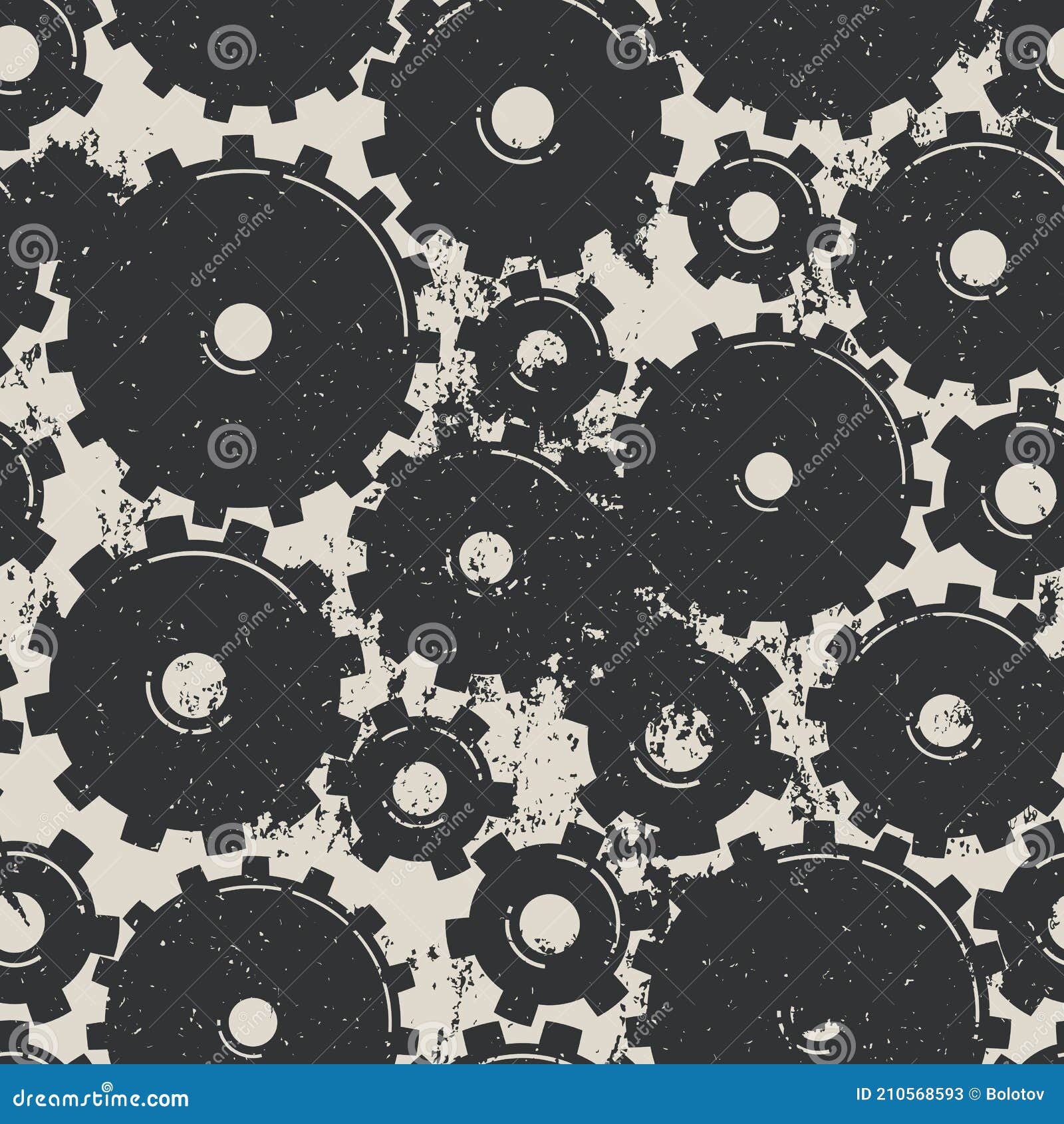 Gears Seamless Pattern. Mechanical Grungy Background Stock Vector ...