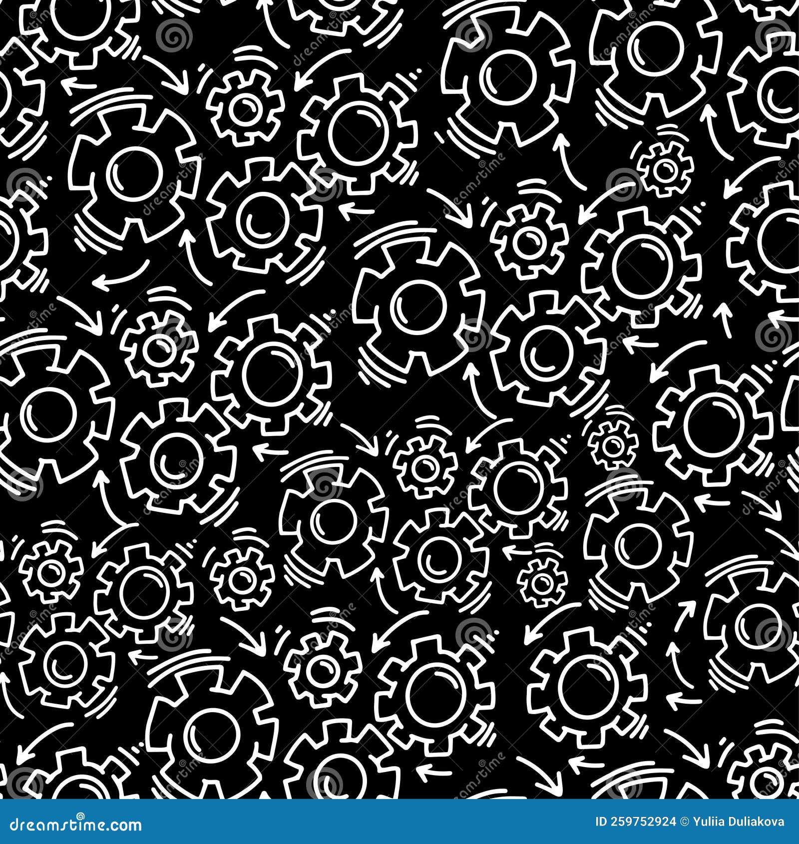 Gears Seamless Pattern. Vector Background Stock Vector - Illustration ...