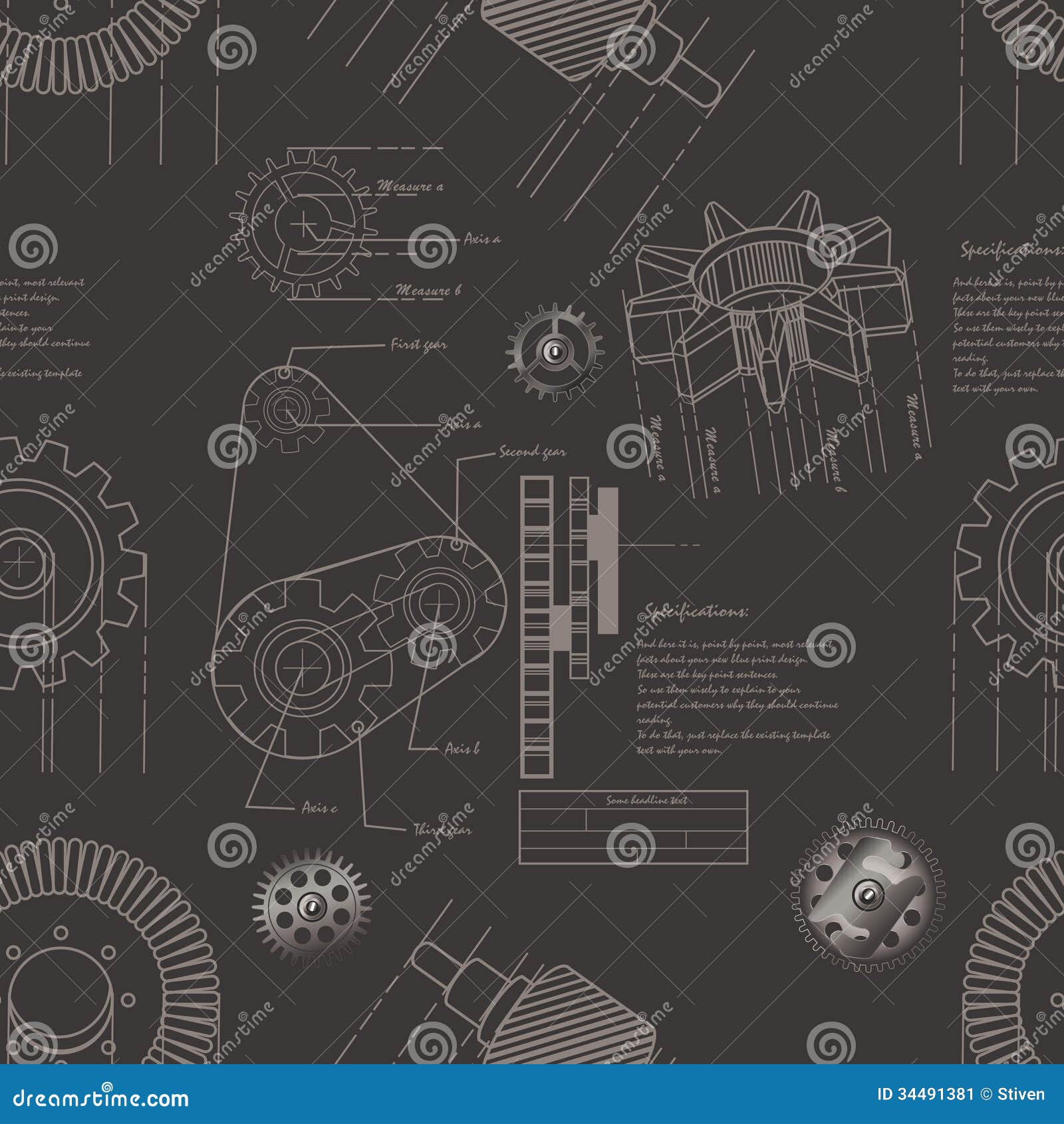 Gears Seamless Texture Vector Illustration | CartoonDealer.com #48942392