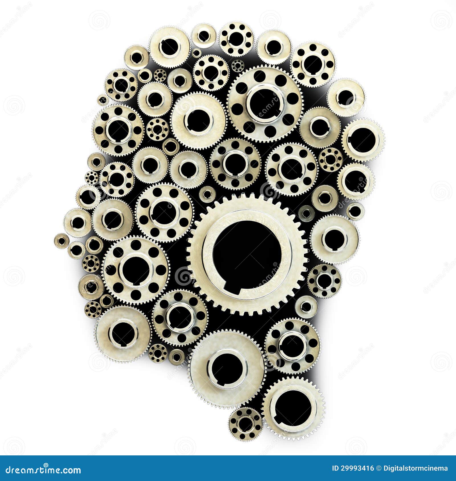 Gears in the Shape of a Human Head Stock Photo - Image of cogwheel ...