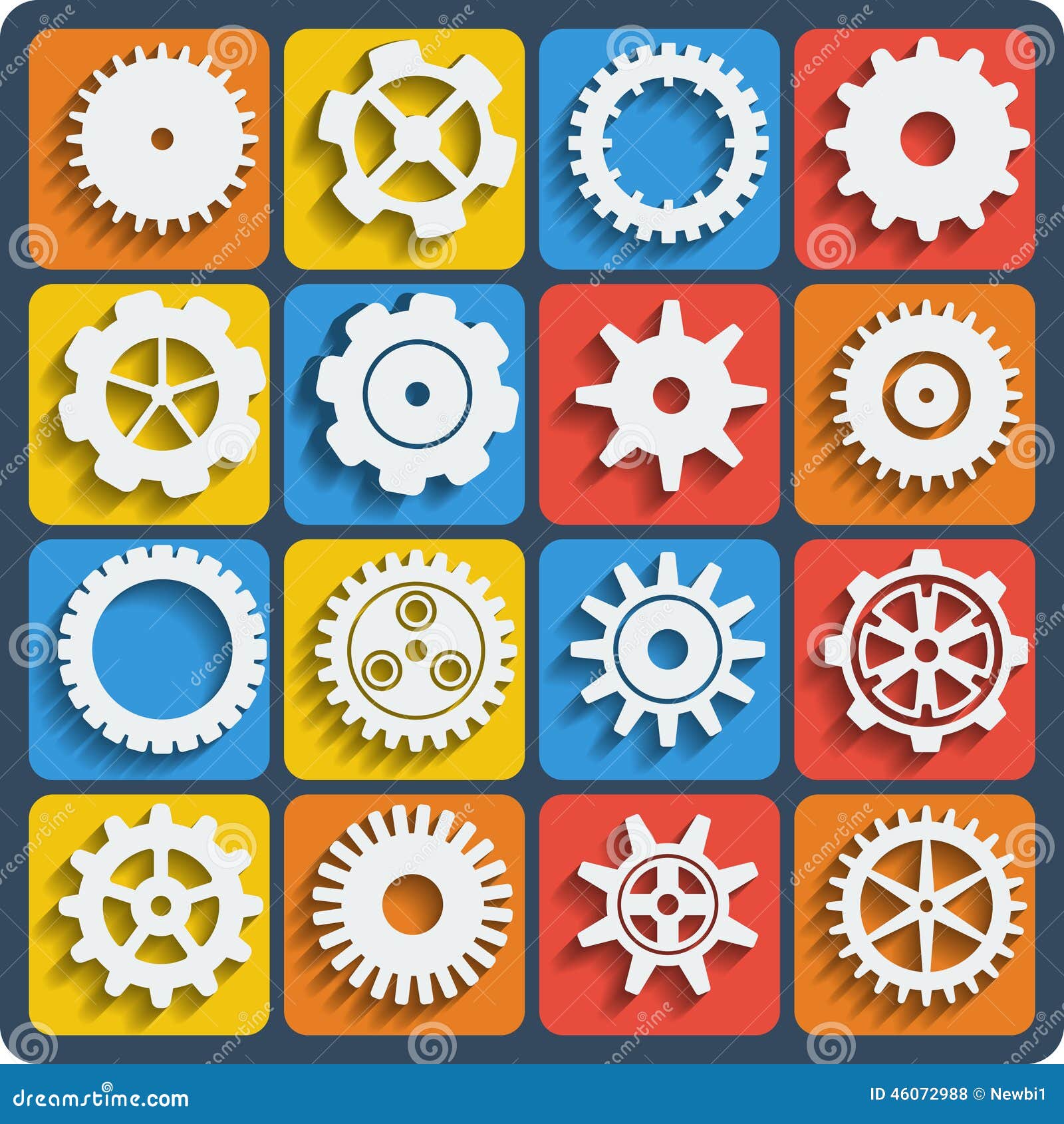 Gears shapes set. stock vector. Illustration of monochrome - 46072988