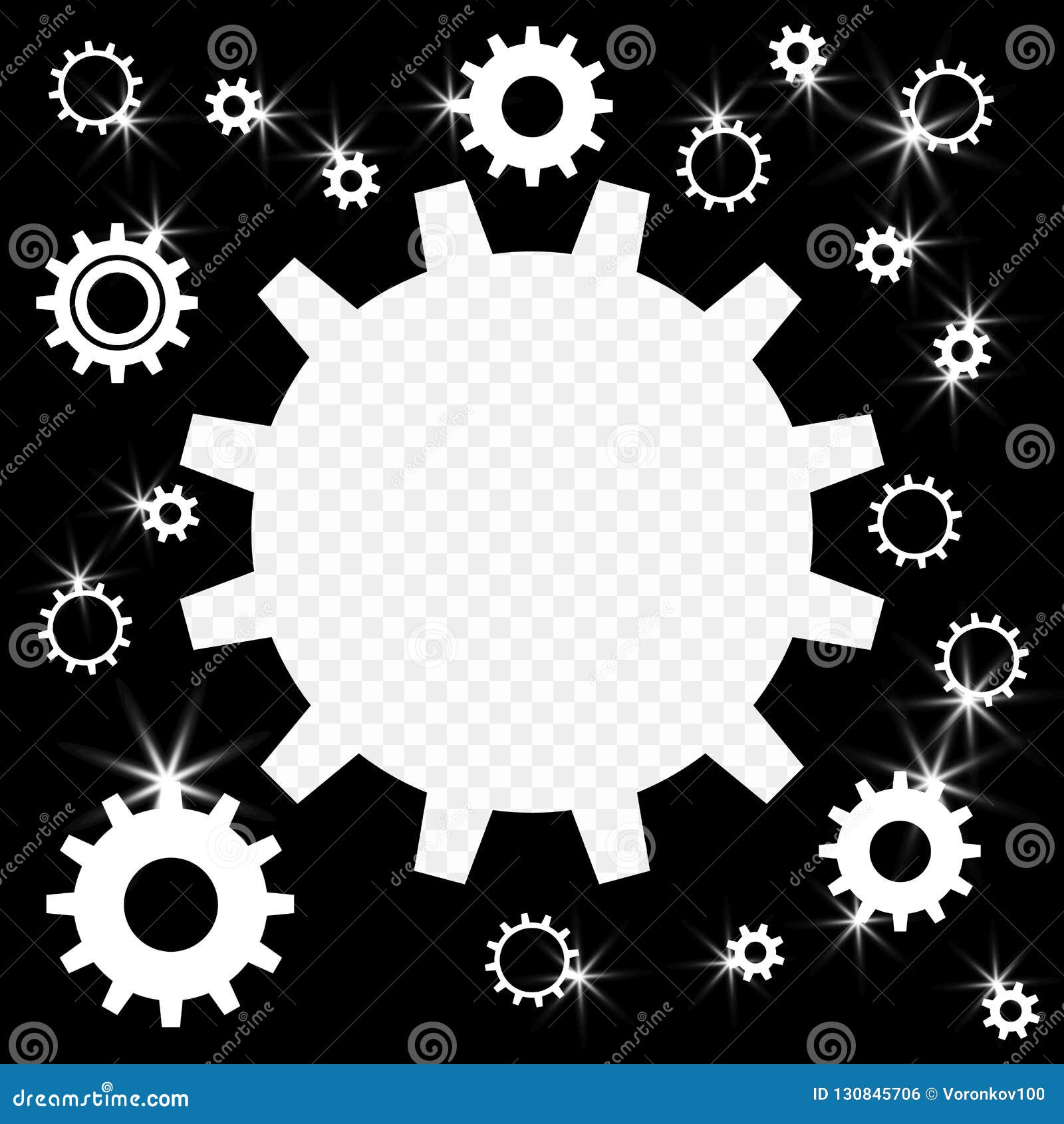 The Gears are Shiny, Silver with Highlights. Frame in the Form of Gears ...