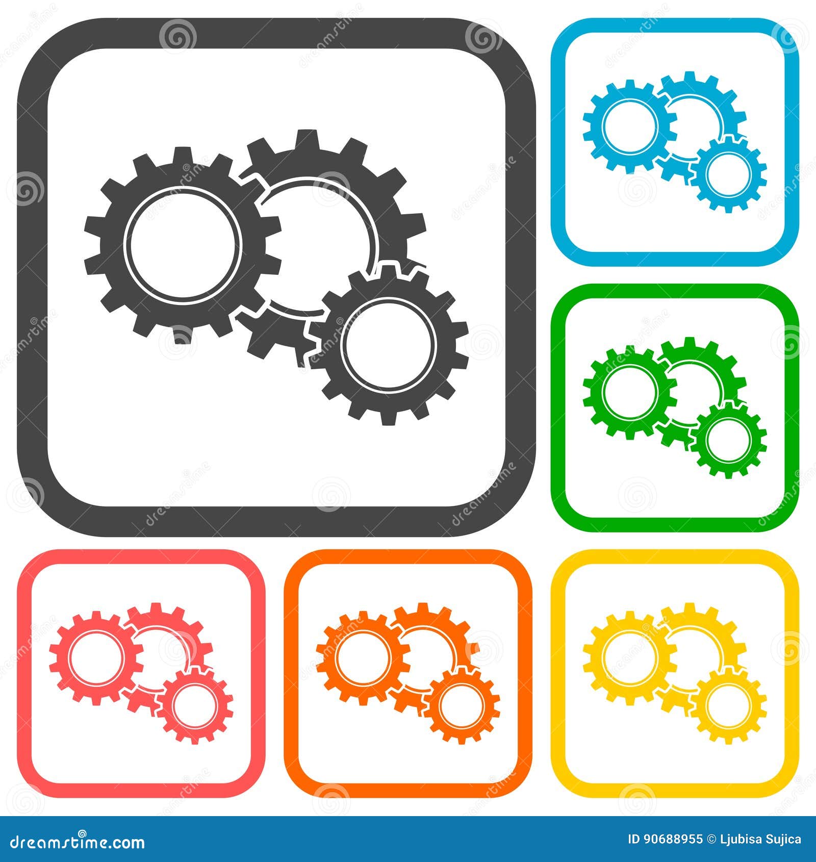 Gears Sign Icon. Stripped Gears Icon. Gears In Box Made Out Of Line ...