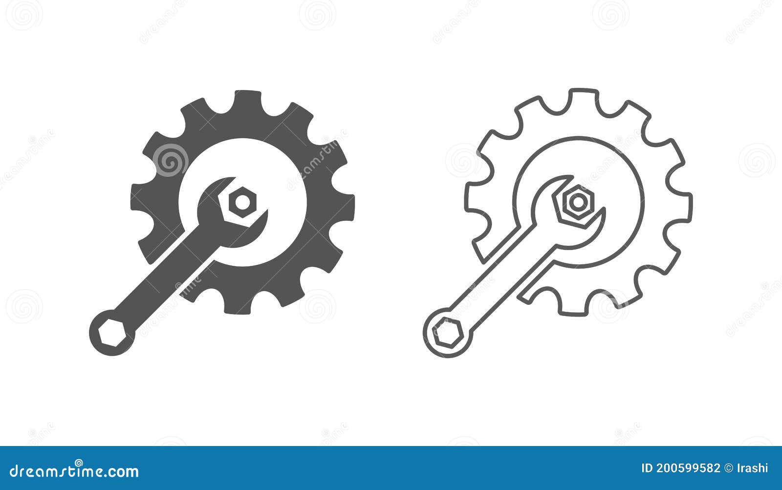 Gears with spanner icon stock vector. Illustration of adjust - 200599582