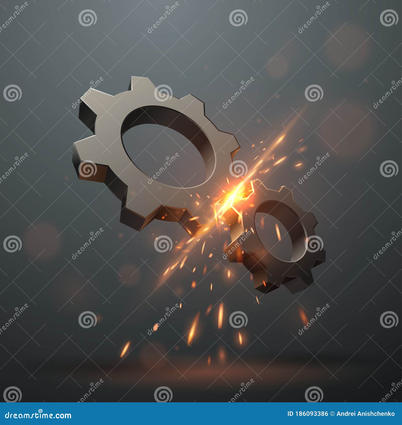 Metal Gears with Sparks Effect Stock Vector - Illustration of ...