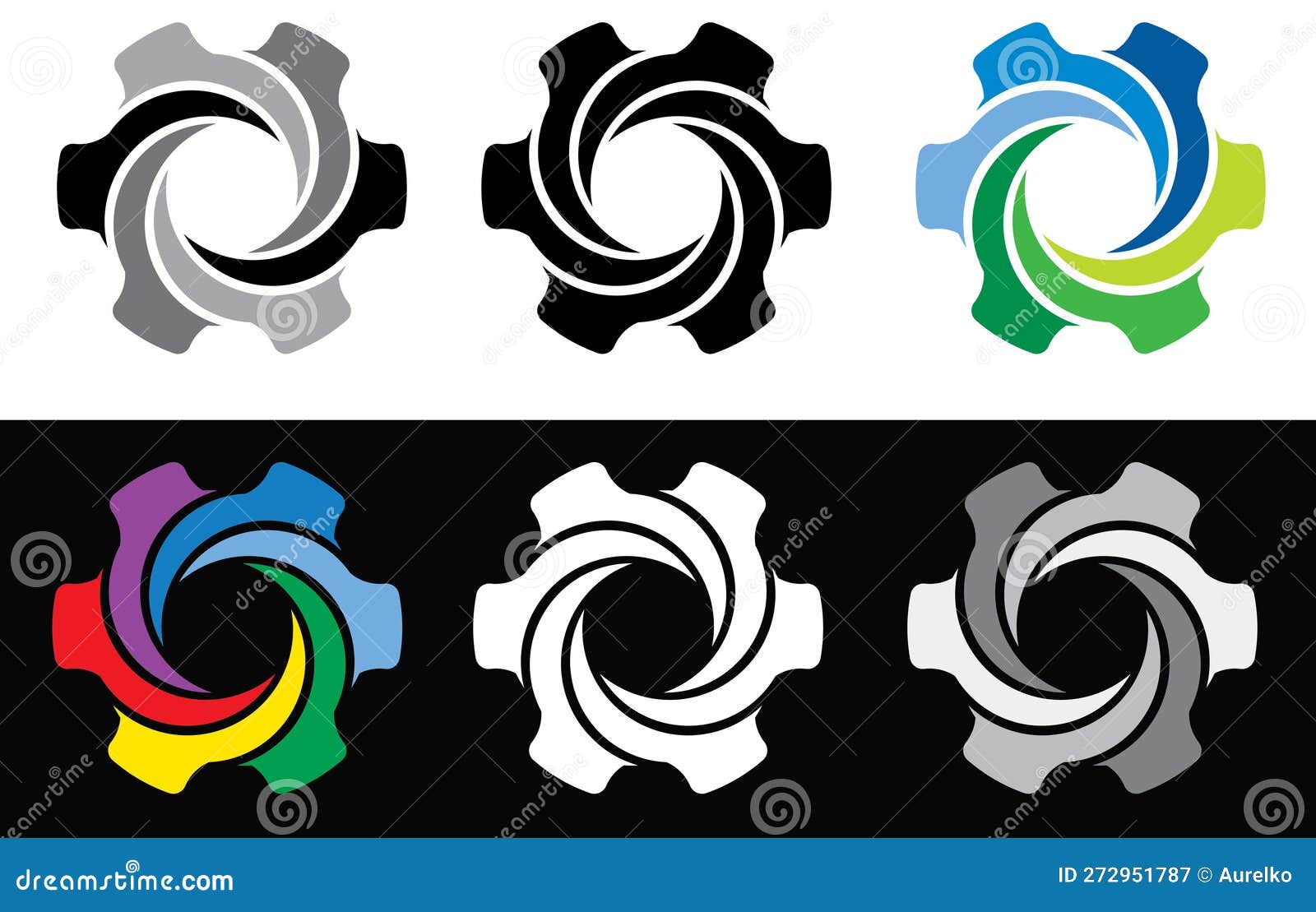 6 gears spiral stock vector. Illustration of color, engineering - 272951787