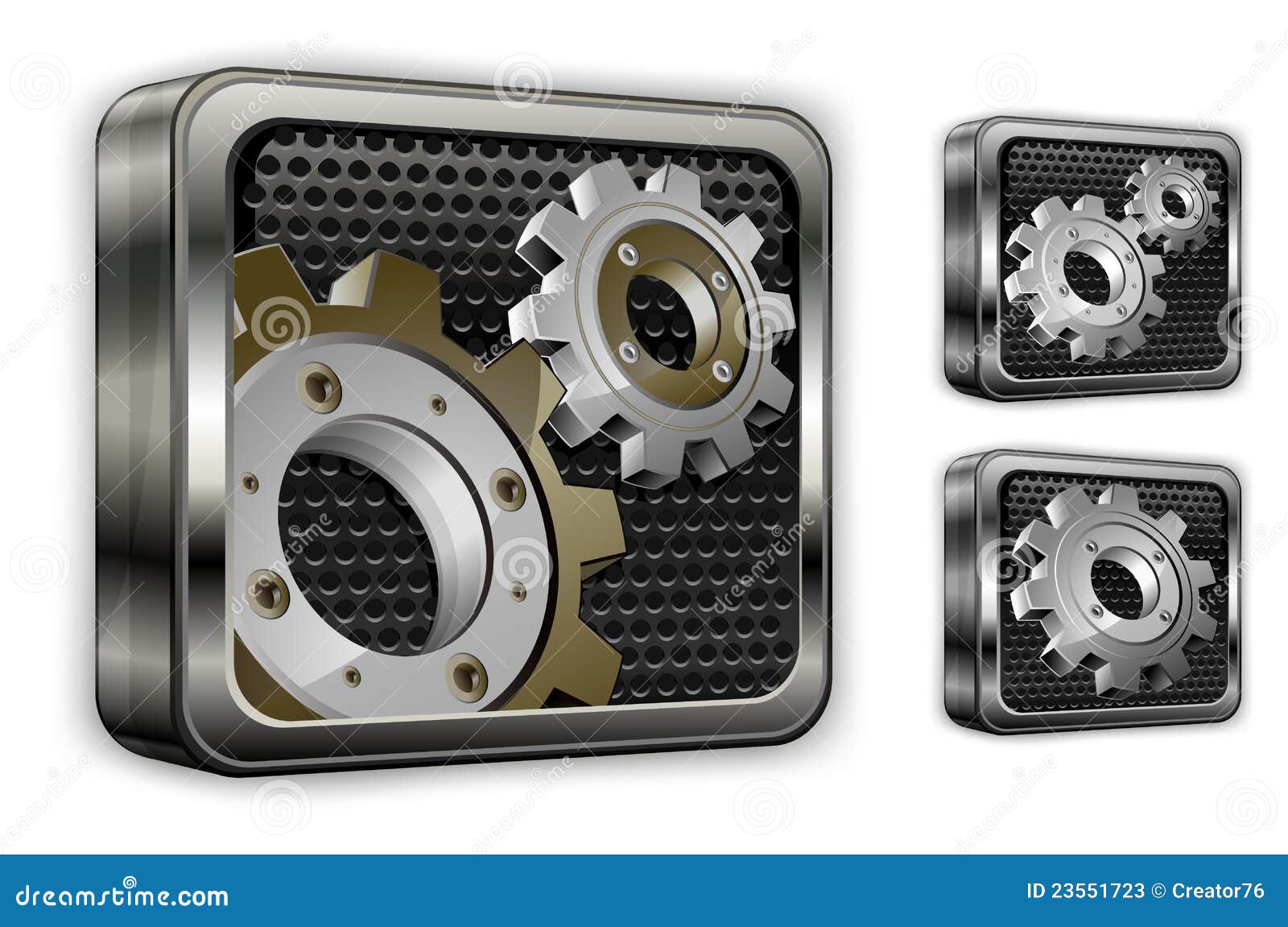 Gears in square icons stock vector. Illustration of teamwork - 23551723