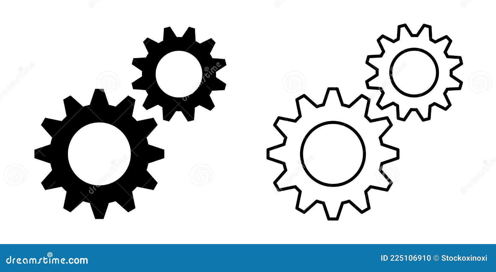 Gears Symbol Flat and Outline Icon Stock Vector - Illustration of ...